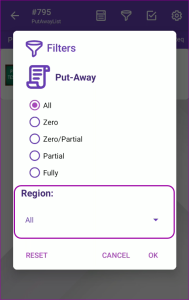 Warehouse Region Filter for Putaway | Sellercloud