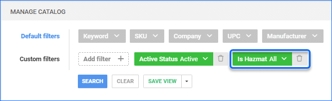 Hazmat Status Filter | Sellercloud