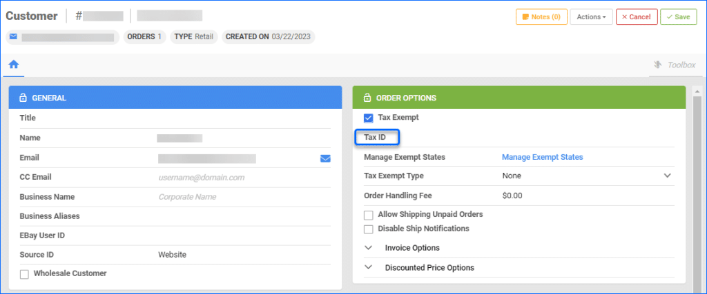 Customer Tax ID | Sellercloud