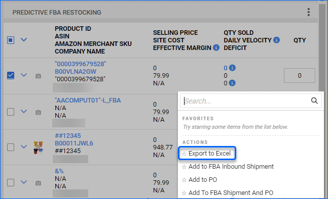 FBA Predictive Restocking Export | Sellercloud