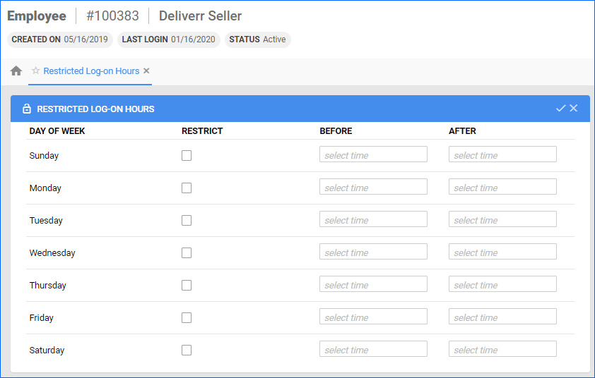 Employee Restricted Log-on Hours | Sellercloud