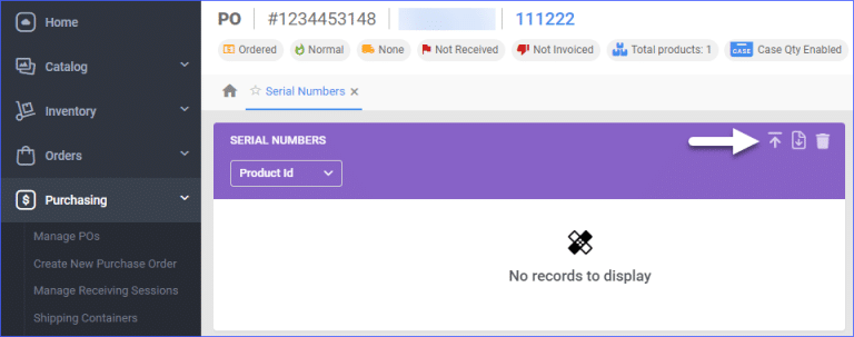 Serial Numbers on PO | Descartes Sellercloud