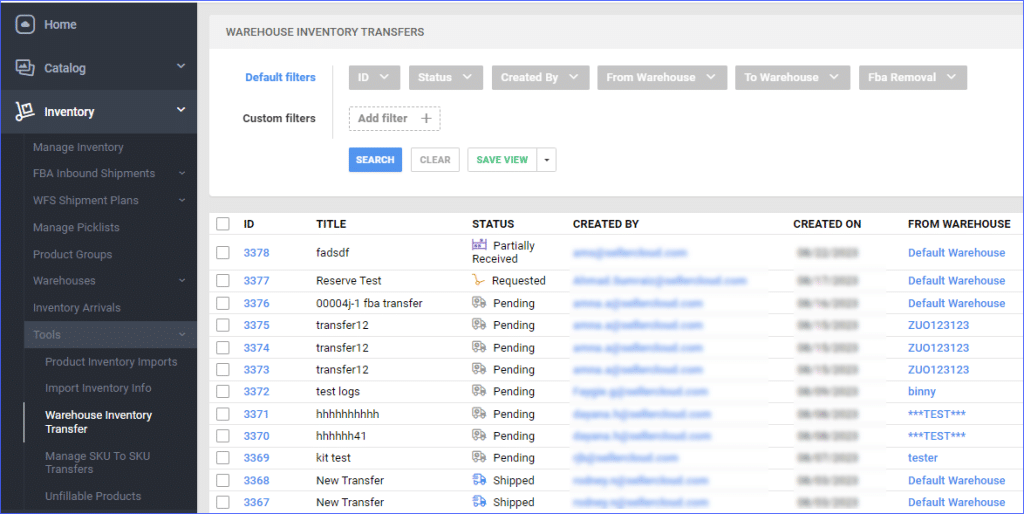 Warehouse Inventory Transfer Export Column | Sellercloud