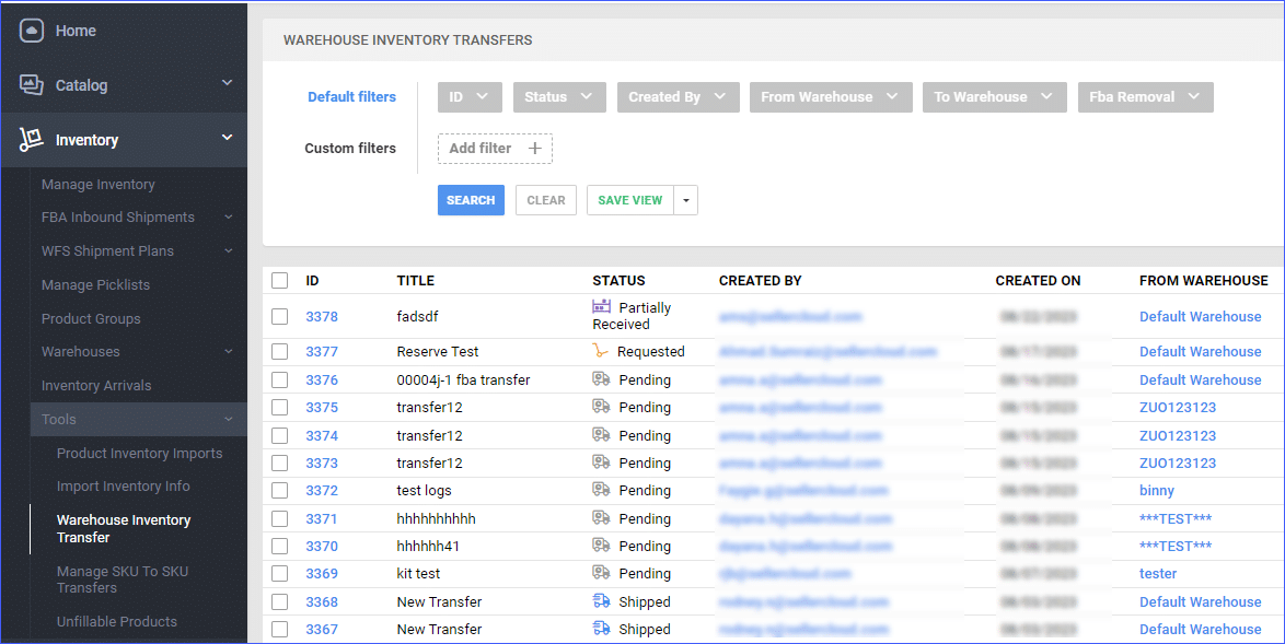 Warehouse Inventory Transfer Export Column | Sellercloud