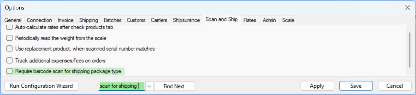 Package Type Scan Option | Sellercloud