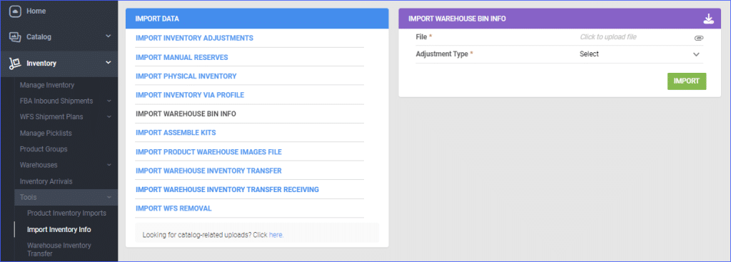 Import Warehouse Bin Info | Sellercloud