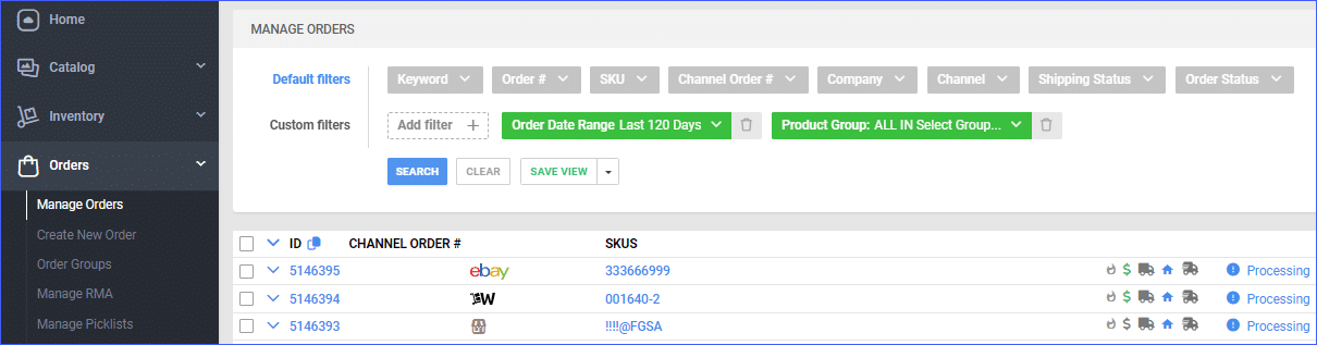 Manage Orders - Product Group | Sellercloud