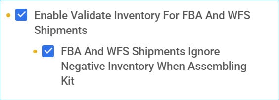 FBA and WFS Kit Client Setting | Sellercloud