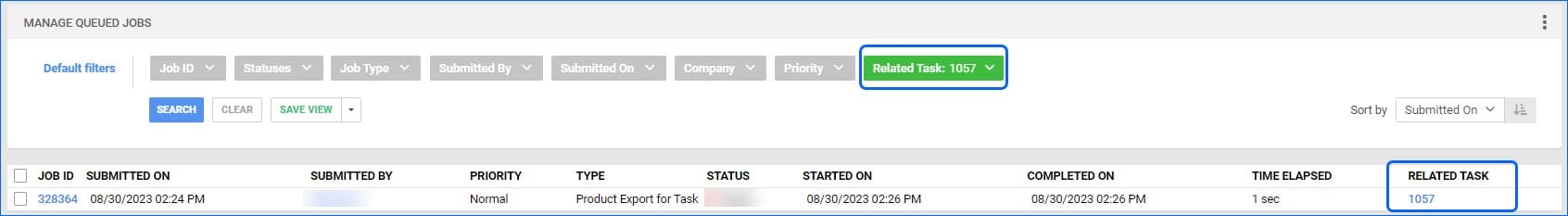 Related Task Filter for Queued Jobs | Sellercloud