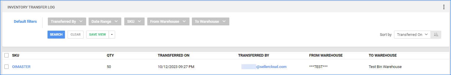 Inventory Transfer Log | Sellercloud