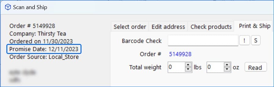 Promise Date in Scan and Ship | Sellercloud
