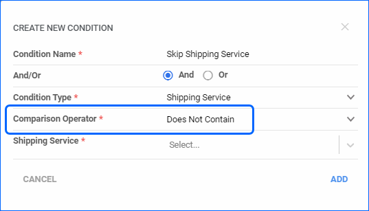 Rule Engine: Shipping Service Condition | Sellercloud