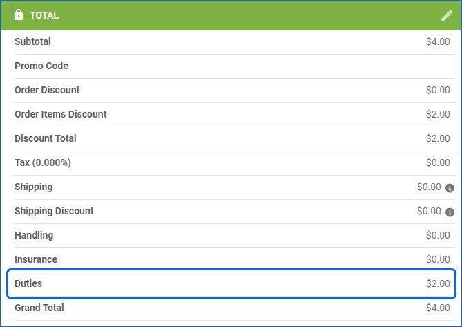 Duties on Order | Sellercloud