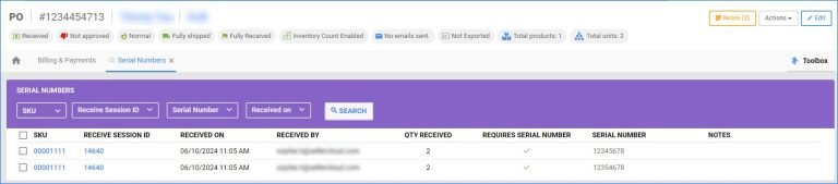 Use Simple Grid For PO Serial Numbers Toolbox | Sellercloud