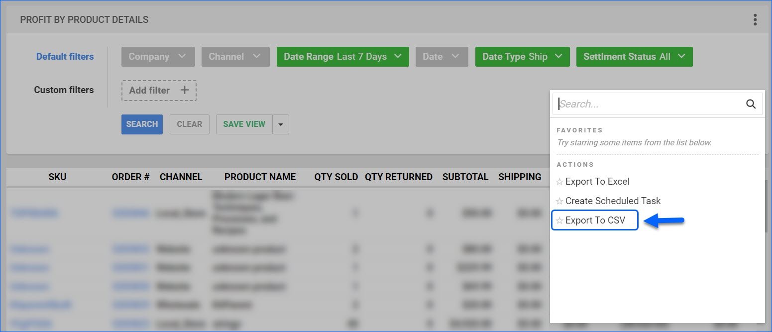 Export Report Data to CSV | Sellercloud