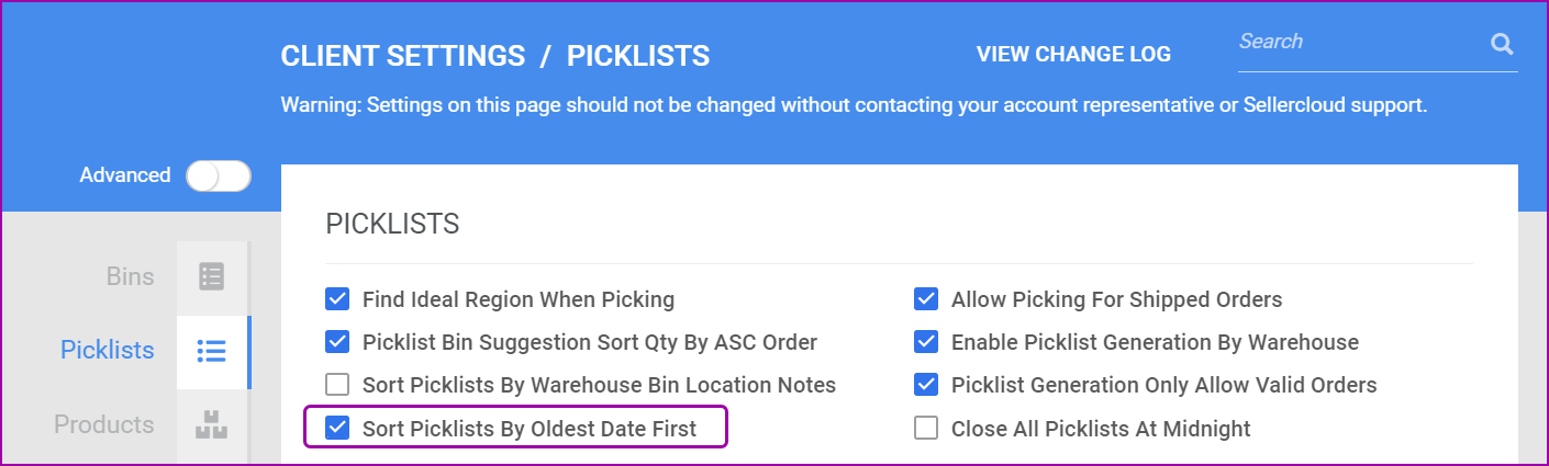 Sort Picklists By Oldest Date First | Sellercloud