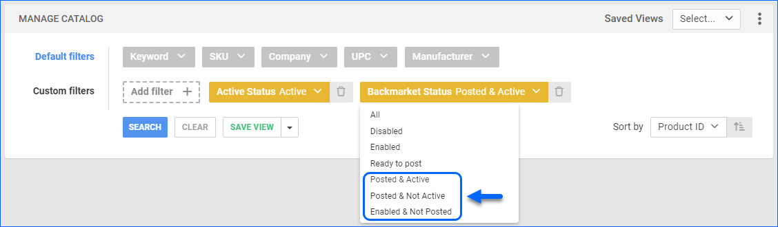 Back Market Product Status Filter | Sellercloud