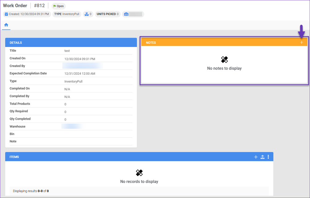 Work Order Notes | Sellercloud
